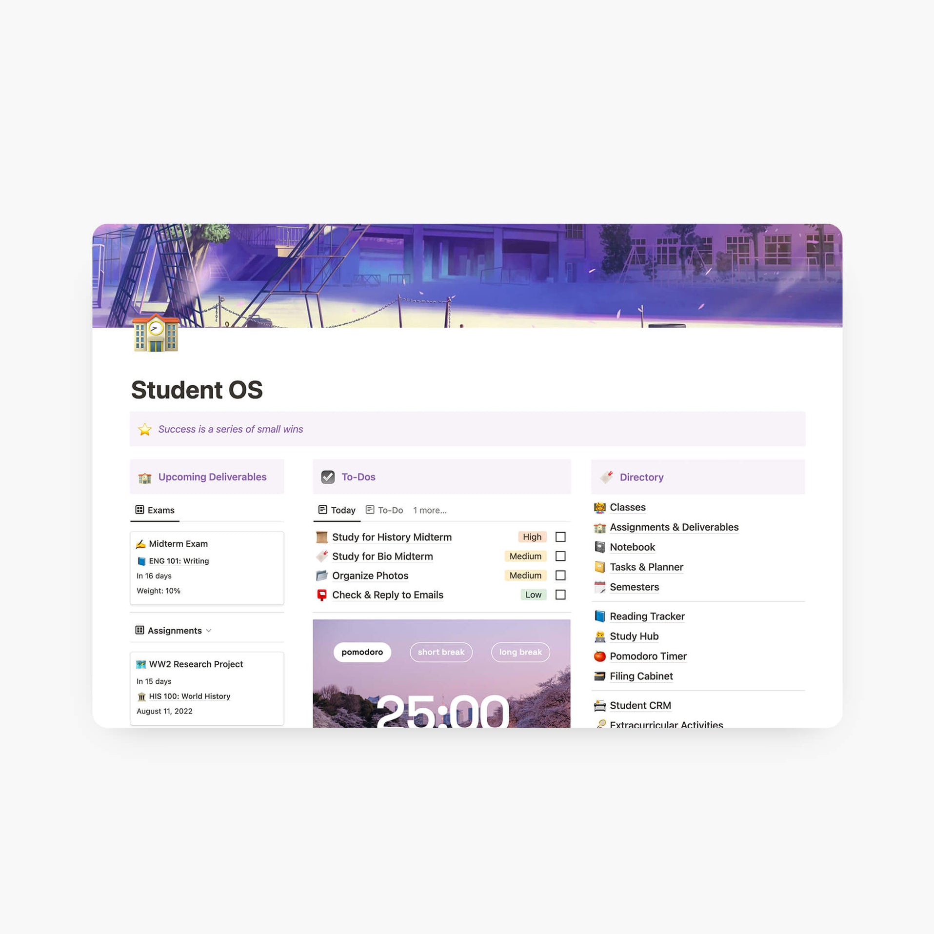 Notion Student OS Template & Gridfiti