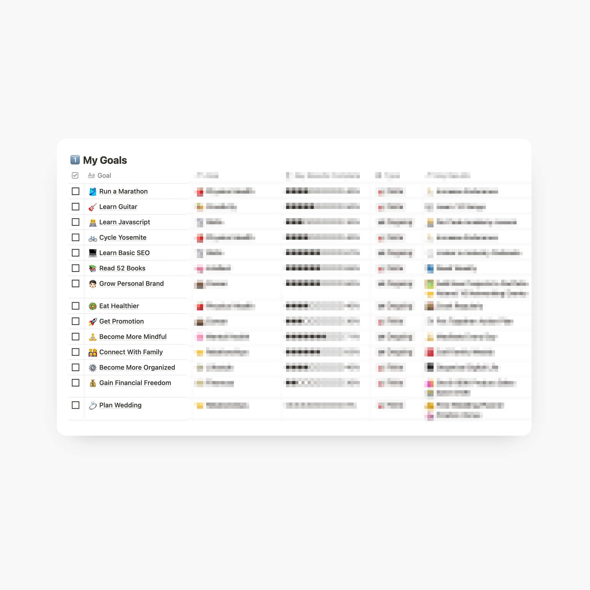 The Ultimate Goals Notion Template & Gridfiti