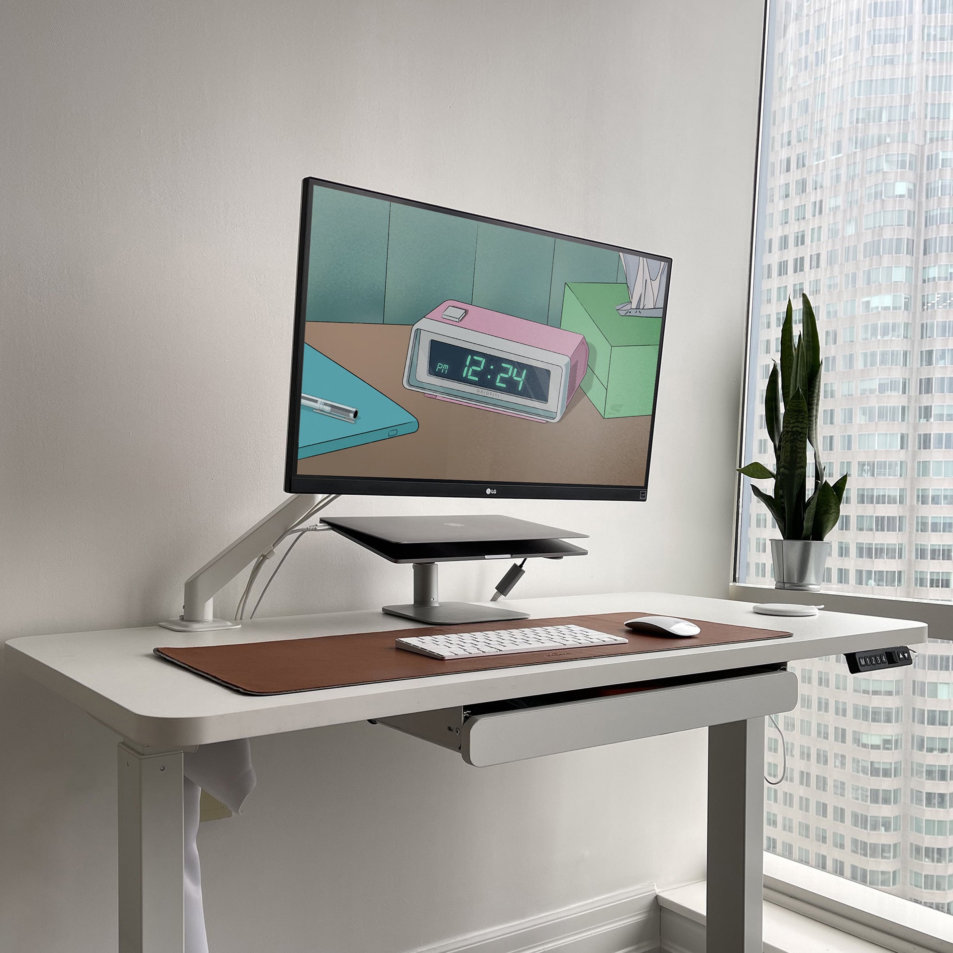 Retro Anime Desk Clock Screensaver & Gridfiti