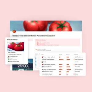 Tomato: Pomodoro Notion Template & Gridfiti