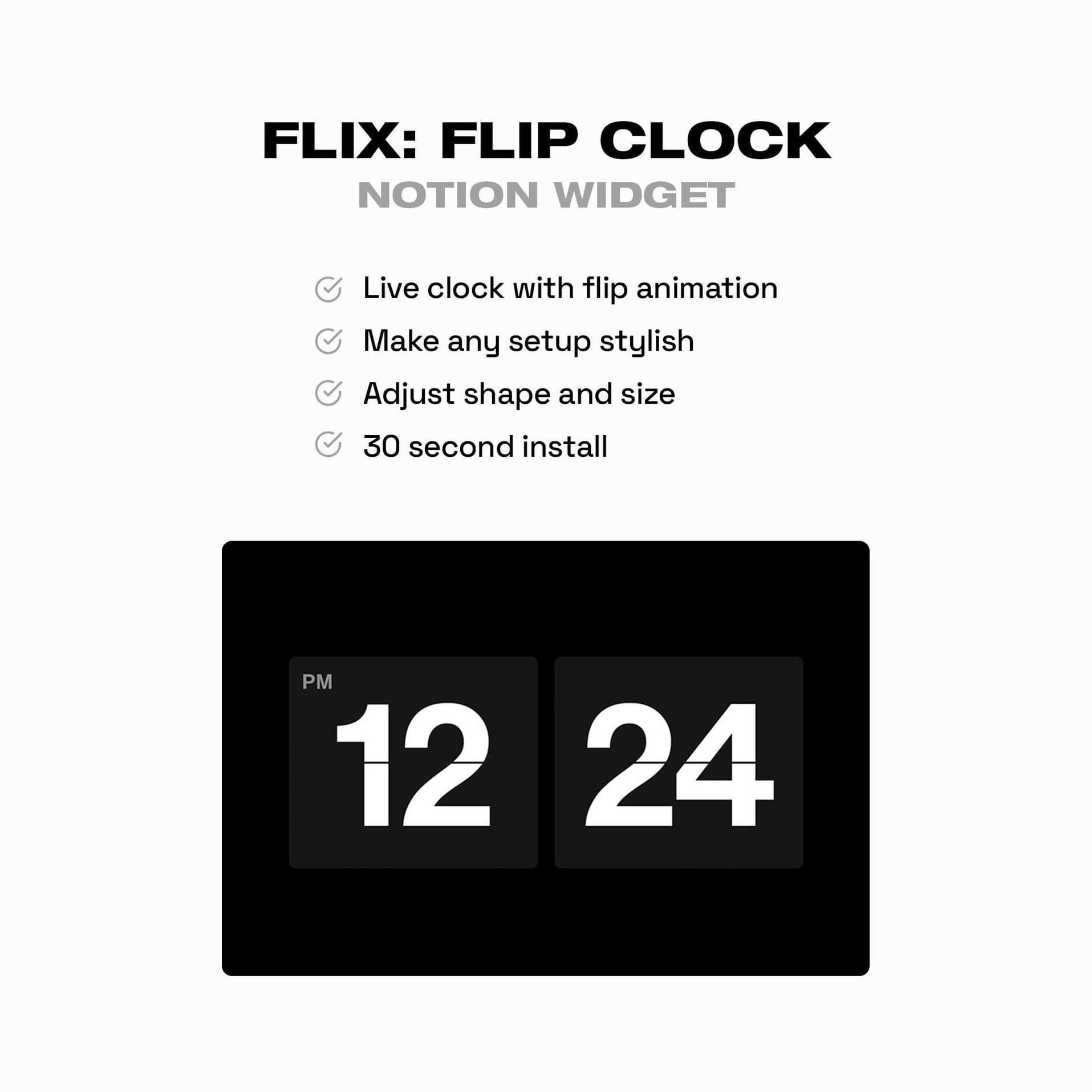 Flix Flip Clock Notion Widget & Gridfiti