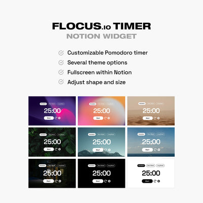 Flocus: Minimalist Pomodoro Notion Widget & Gridfiti